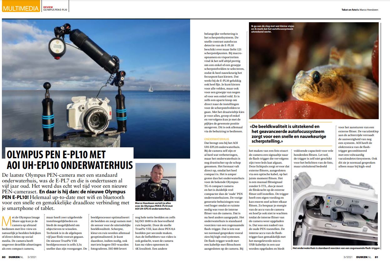 Review Olympus PEN E-PL10 met AOI UH-EPL10 onderwaterhuis